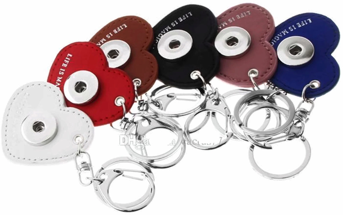 Black Leather Heart Shape Life Is Magical Key Chain With O Ring and Cl ...